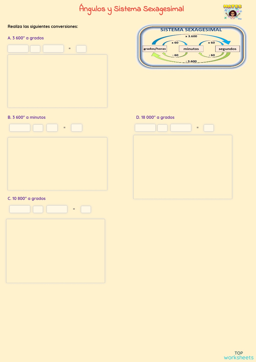 Sistema sexagesimal, ficha para imprimir | TopWorksheets