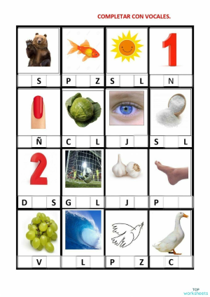 Identificar las vocales, ficha para imprimir | TopWorksheets