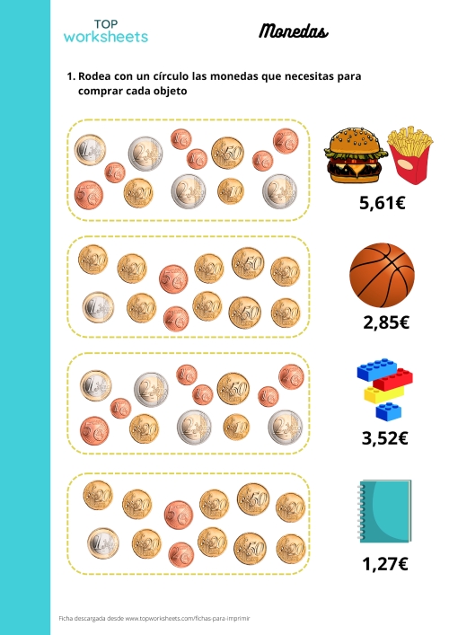 Calcula el precio, ficha para imprimir | TopWorksheets