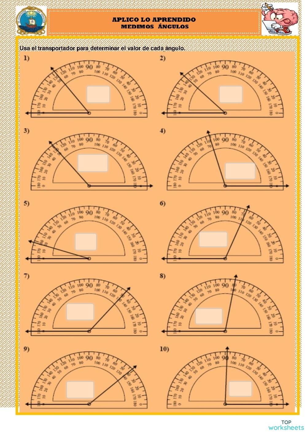 Ficha para imprimir: Medimos ángulos Página 1 | TopWorksheets