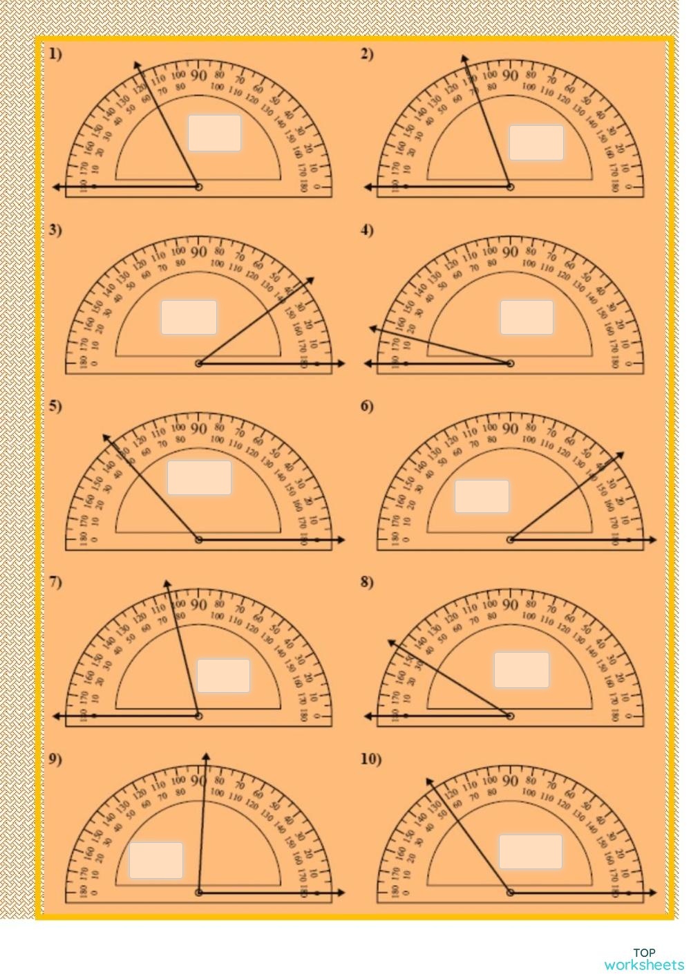 Medimos ángulos, ficha para imprimir | TopWorksheets