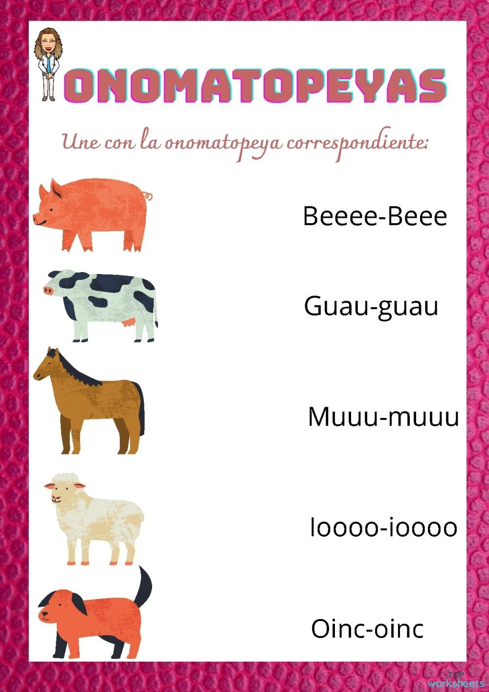 Sonidos de animales y otro aparatos, ficha para imprimir | TopWorksheets