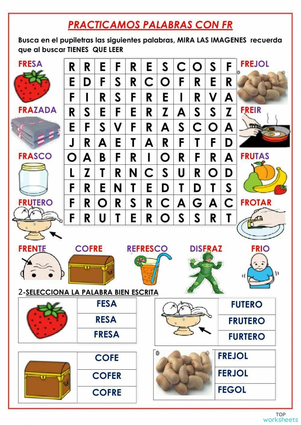 Sílaba FR, ficha para imprimir | TopWorksheets