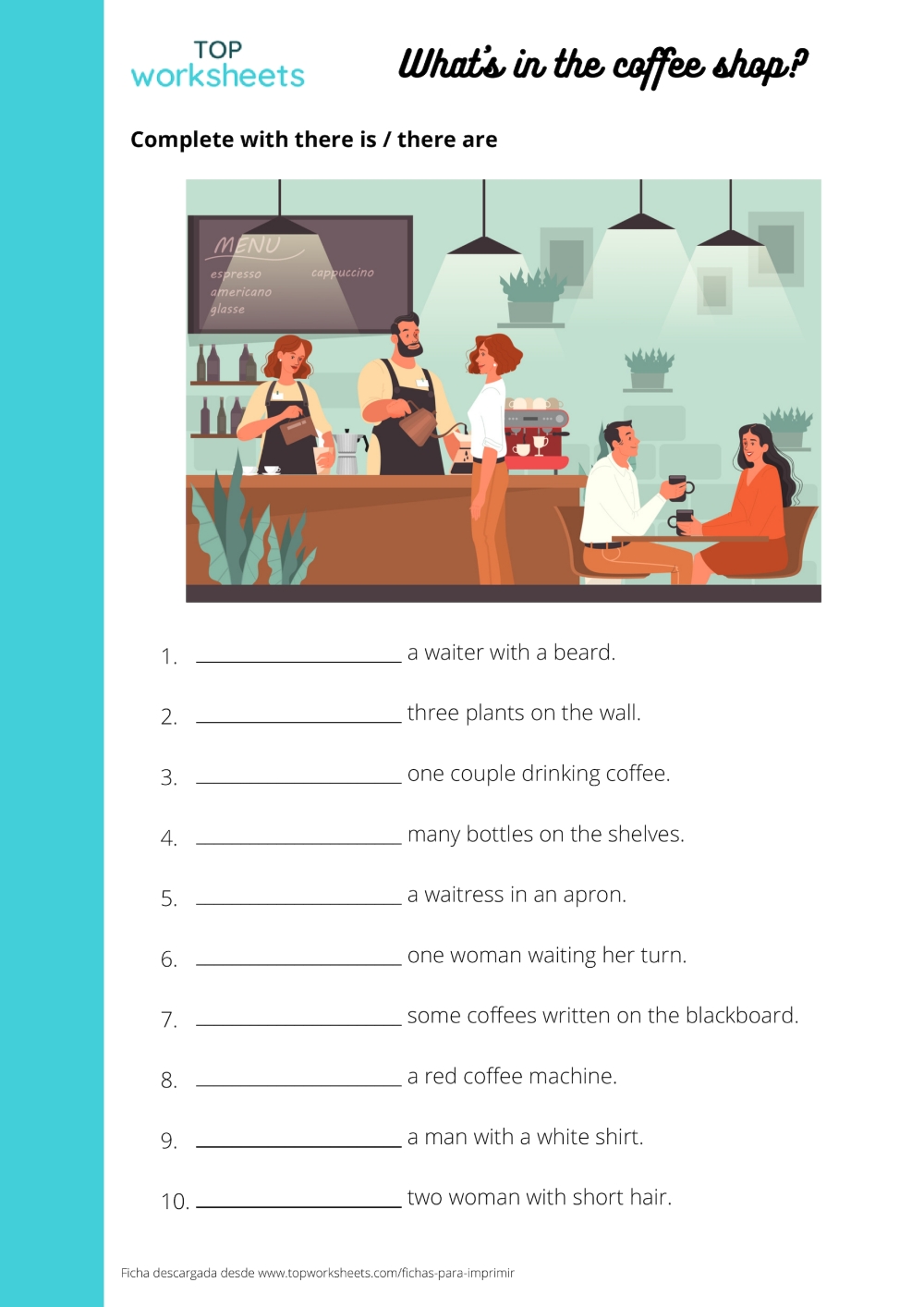 Ficha para imprimir: Coffee shop Página 1 | TopWorksheets
