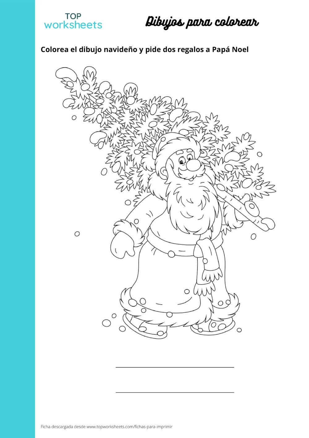 Papá Noel y la Navidad, ficha para imprimir | TopWorksheets
