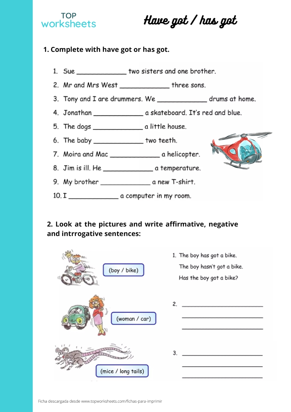 Complete With Have Got Has Got Ficha Para Imprimir TopWorksheets Complete With Have Got Has Got Ficha Para Imprimir TopWorksheets