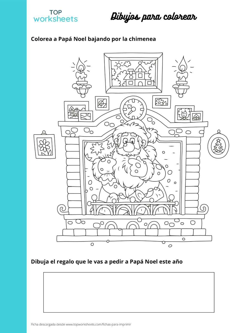 Papá Noel repartiendo regalos, ficha para imprimir | TopWorksheets