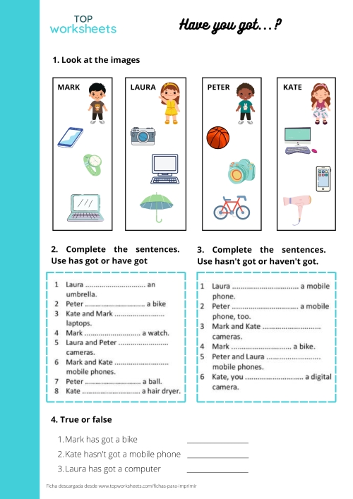 Answer and complete, ficha para imprimir | TopWorksheets