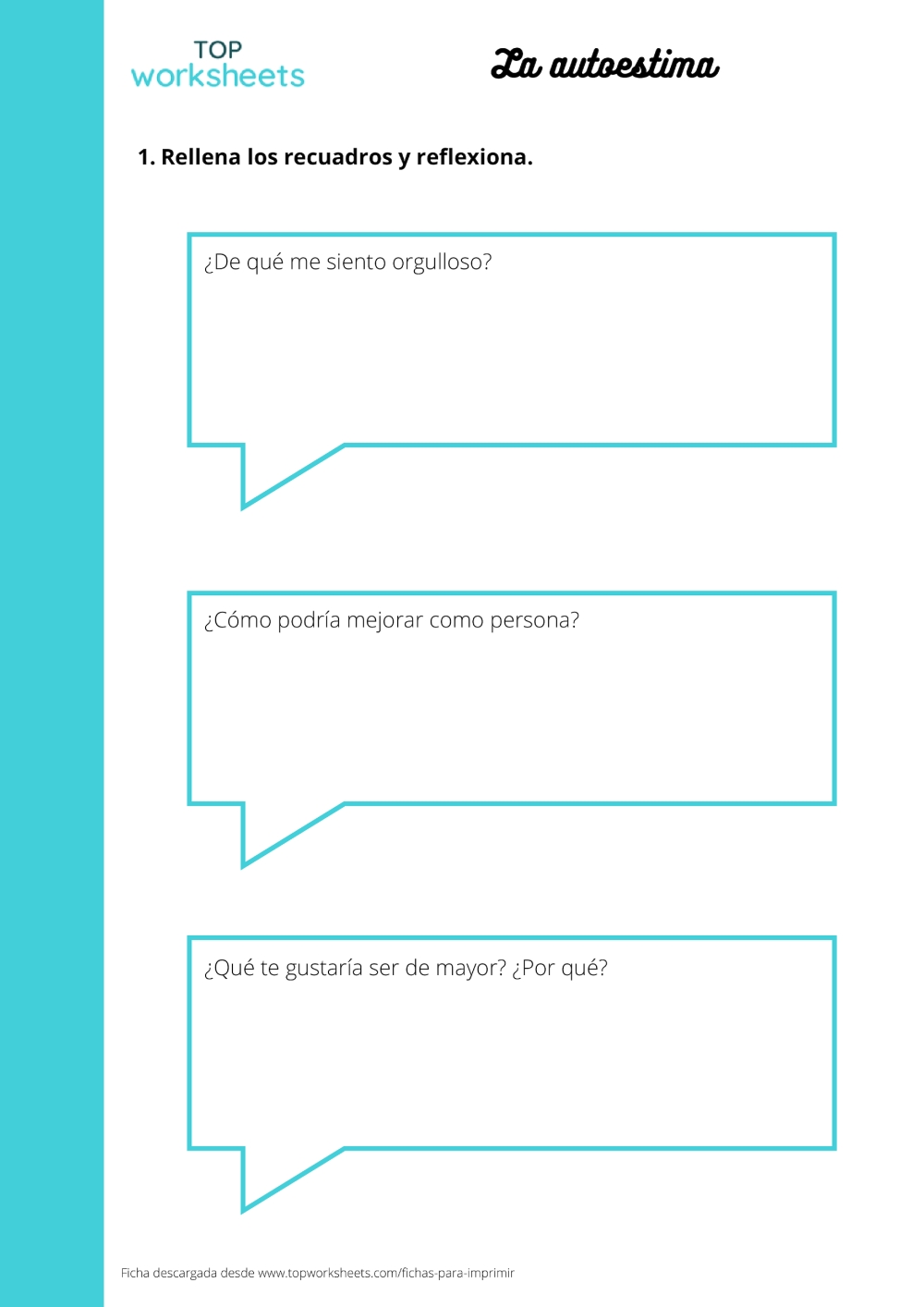 Rellena los recuadros, ficha para imprimir | TopWorksheets