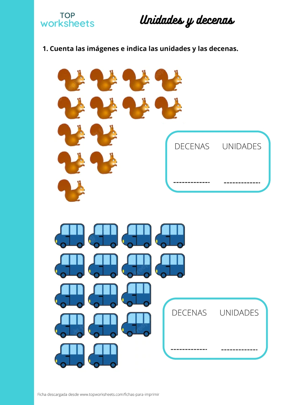 Unidades, ficha para imprimir | TopWorksheets