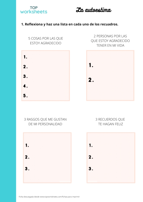 Que Es Autoestima Para Tercero De Primaria Fichas Para Imprimir