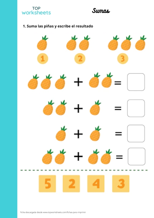 Hojas De Trabajo De Sumas Simples Para Imprimir Gratis
