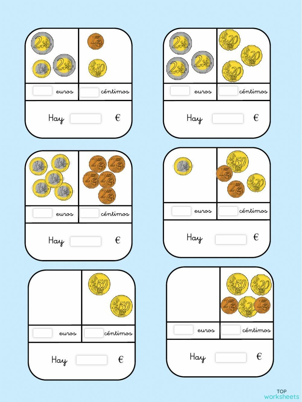 Ficha para imprimir: El Euro Página 2 | TopWorksheets