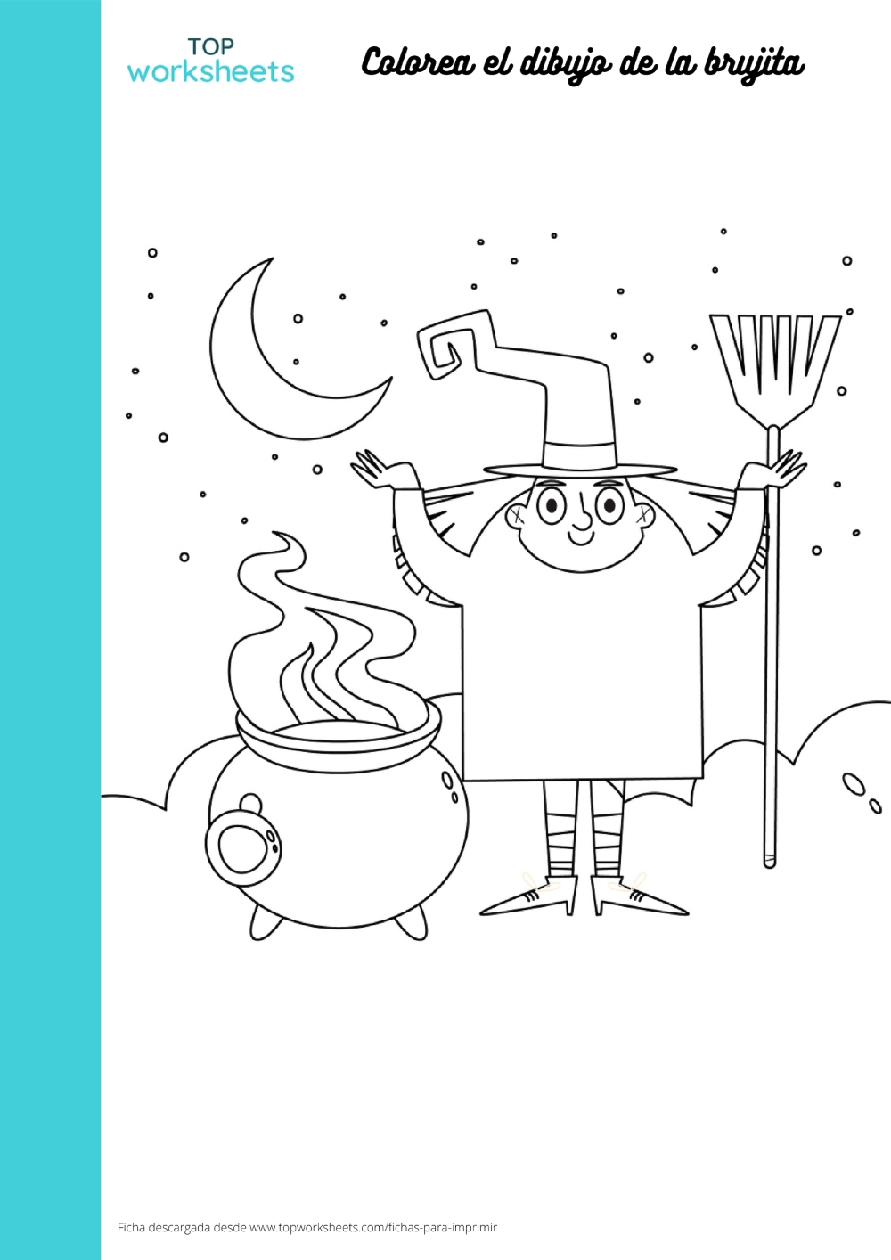 Bruja preparando una pócima, ficha para imprimir | TopWorksheets