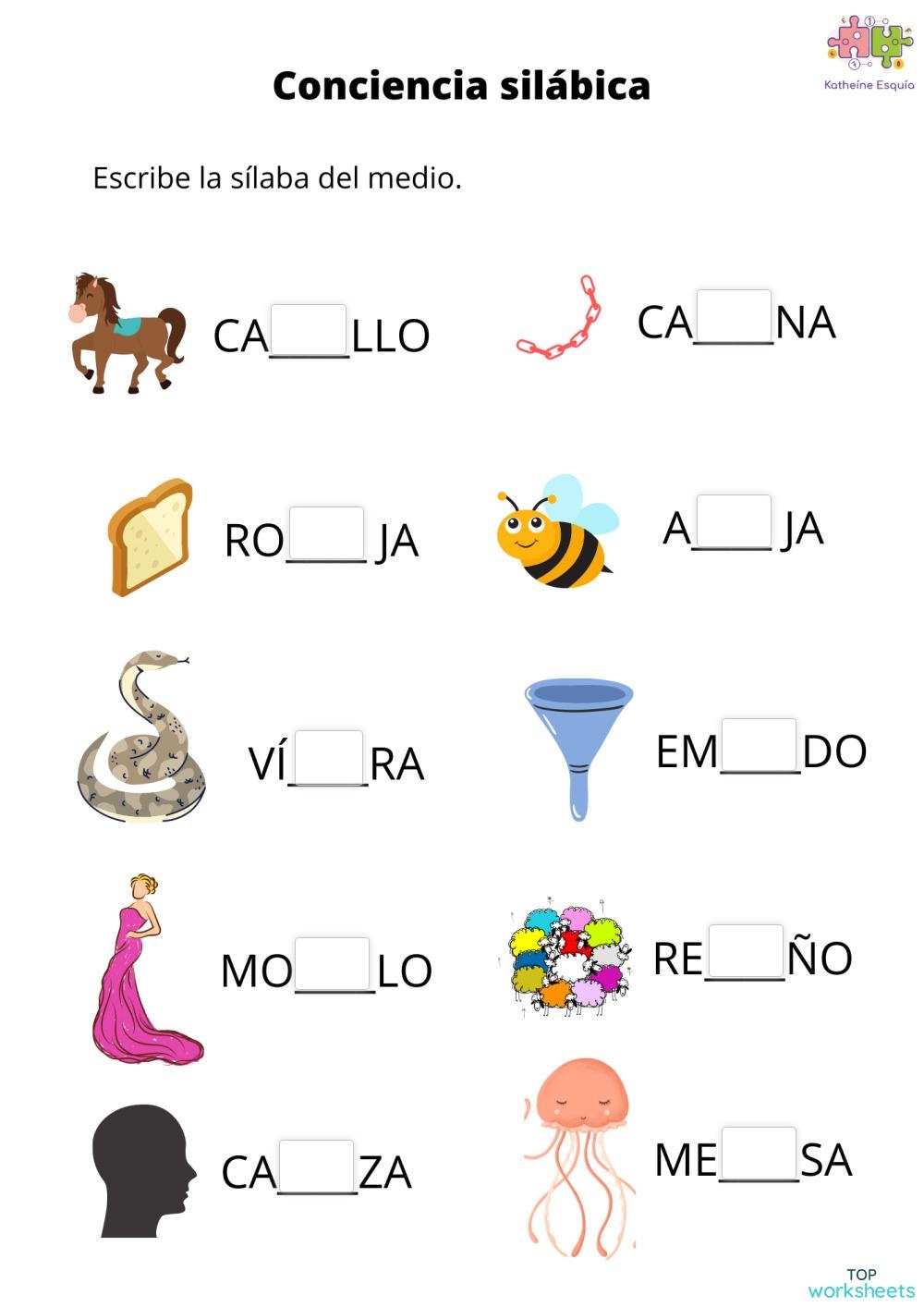 Letras B y D en sílabas mediales, ficha para imprimir | TopWorksheets