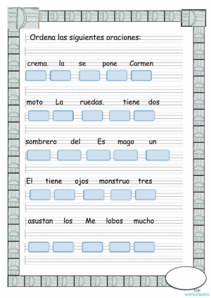 Ordena las palabras , ficha para imprimir | TopWorksheets