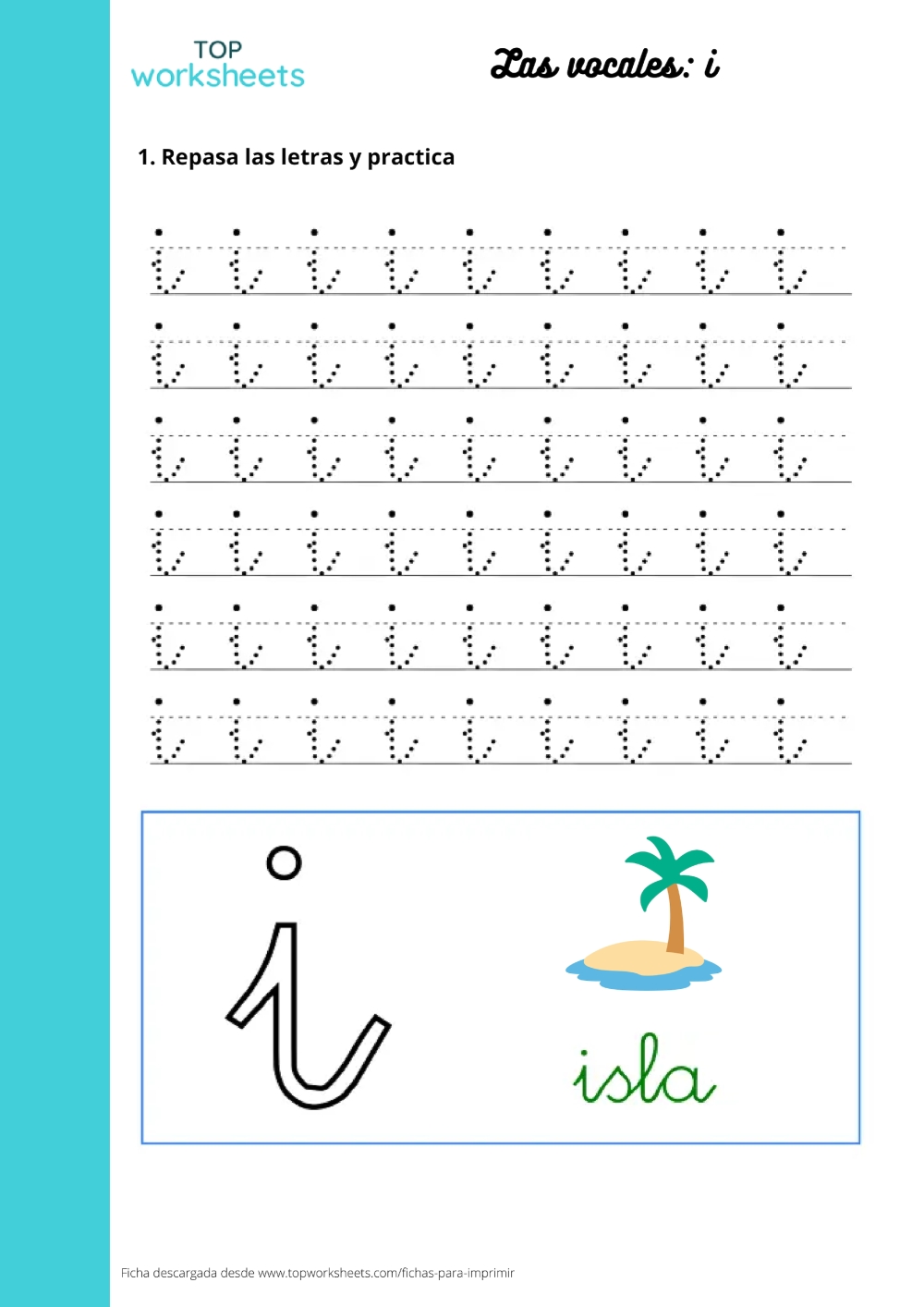 La i, ficha para imprimir | TopWorksheets