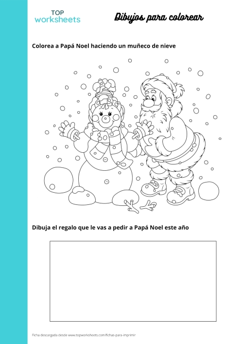 Papá Noel en la nieve, ficha para imprimir | TopWorksheets