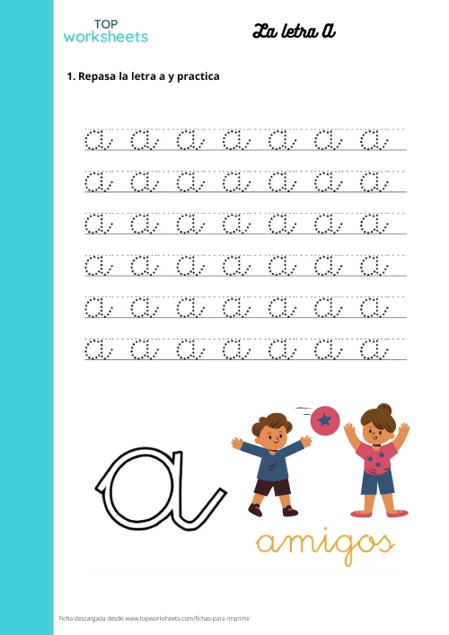 Palabras con a, ficha para imprimir | TopWorksheets