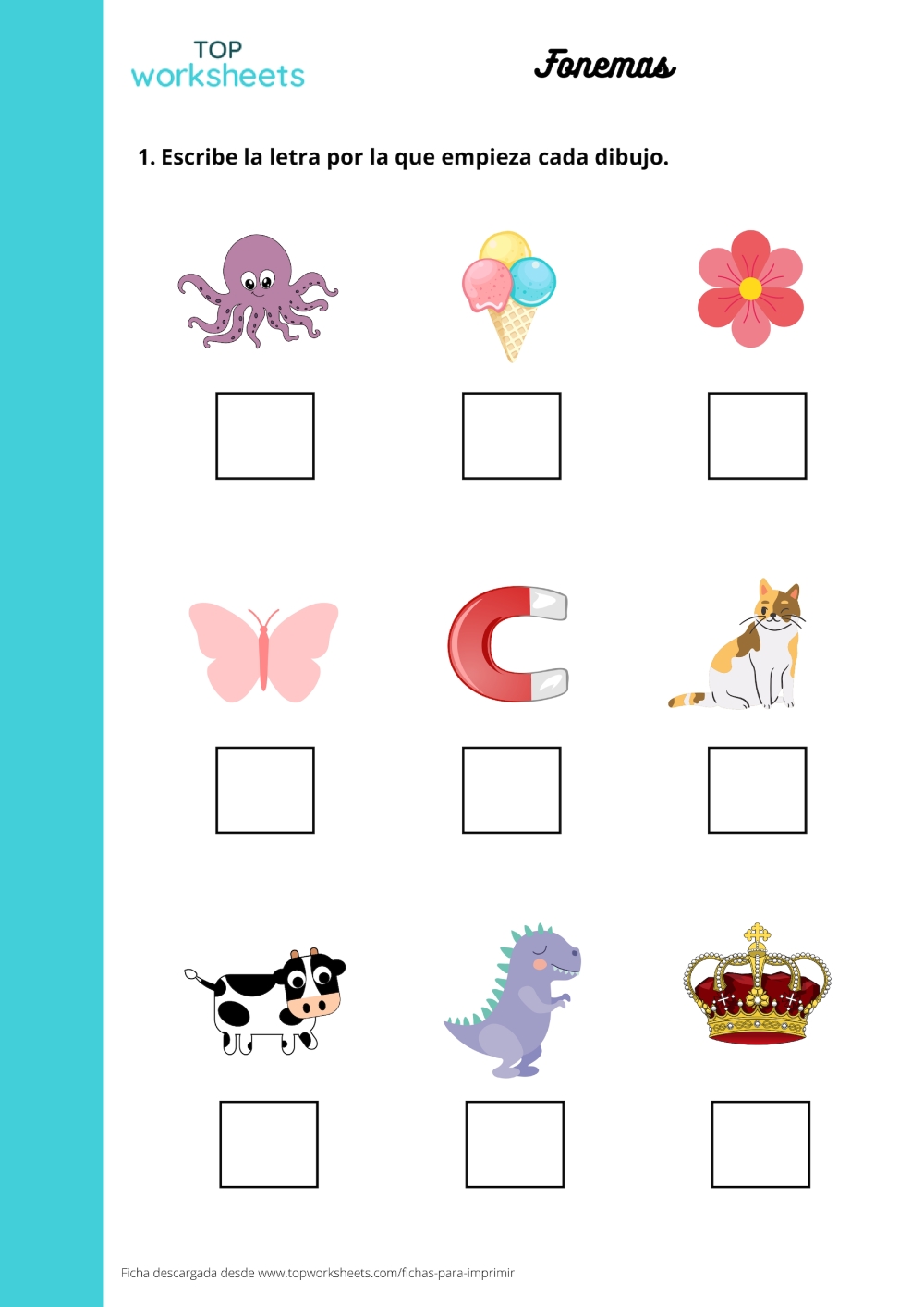 Primera letra, ficha para imprimir | TopWorksheets