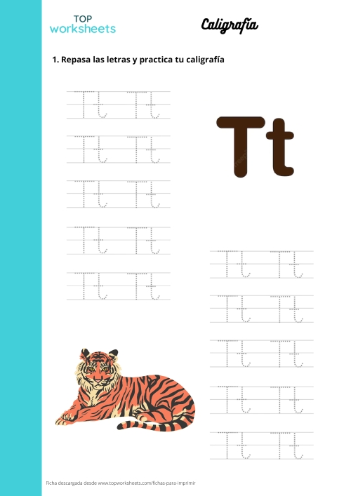 Letra T, ficha para imprimir | TopWorksheets